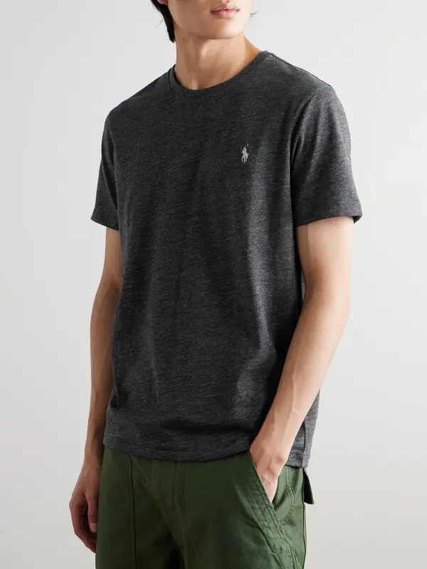 Polo Ralph Lauren Slim-fit Mélange Cotton-jersey T-shirt - Gray