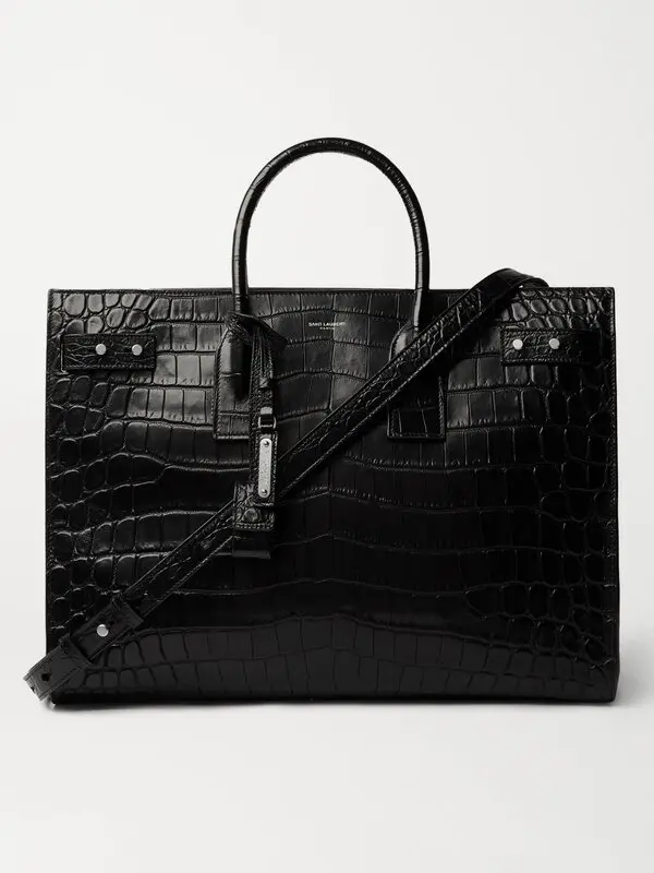 Saint Laurent Croc-effect Leather Tote Bag - Black