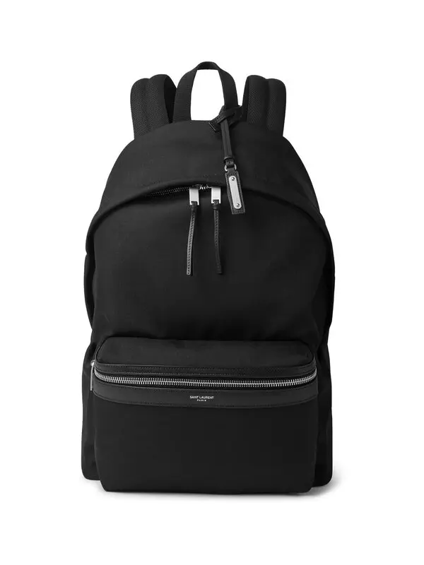 Saint Laurent Leather-trimmed Canvas Backpack - Black