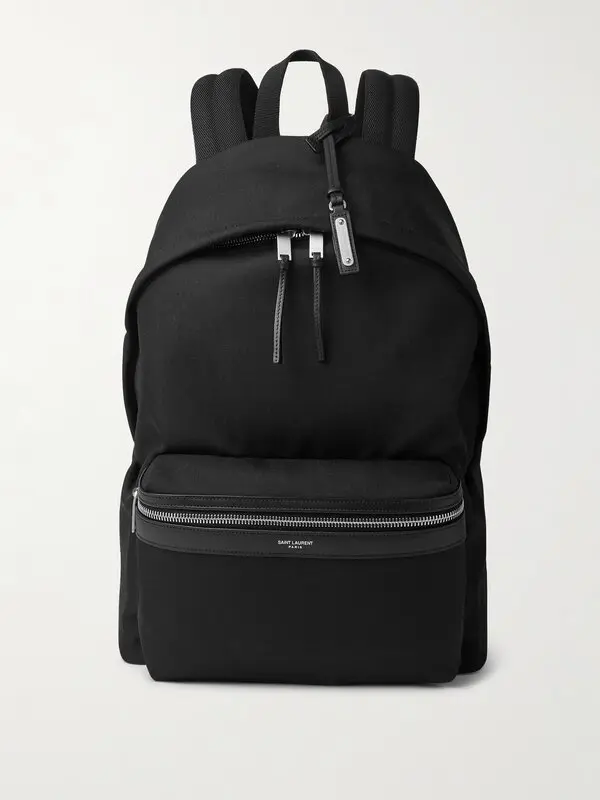 Saint Laurent Leather-trimmed Canvas Backpack - Black