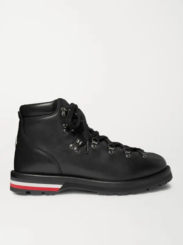 Moncler Striped Full-grain Leather Boots - Black