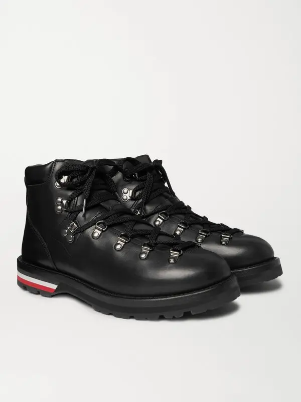 Moncler Striped Full-grain Leather Boots - Black