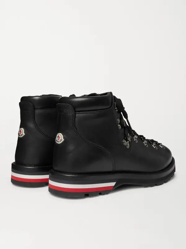 Moncler Striped Full-grain Leather Boots - Black