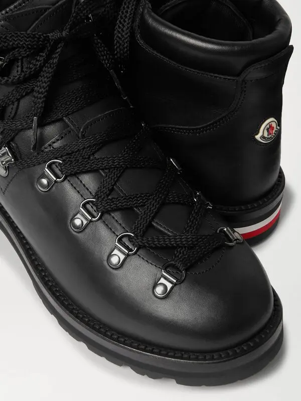 Moncler Striped Full-grain Leather Boots - Black