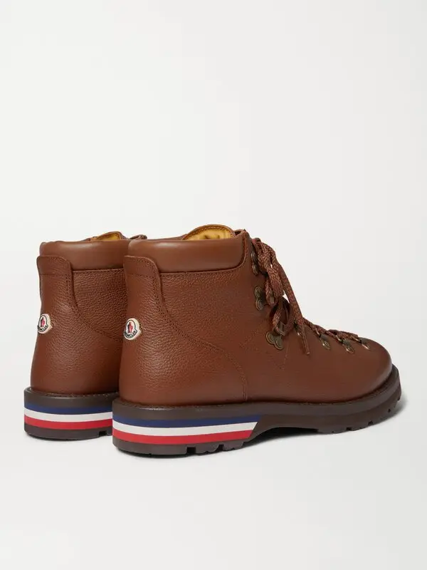Moncler Striped Full-grain Leather Boots - Brown