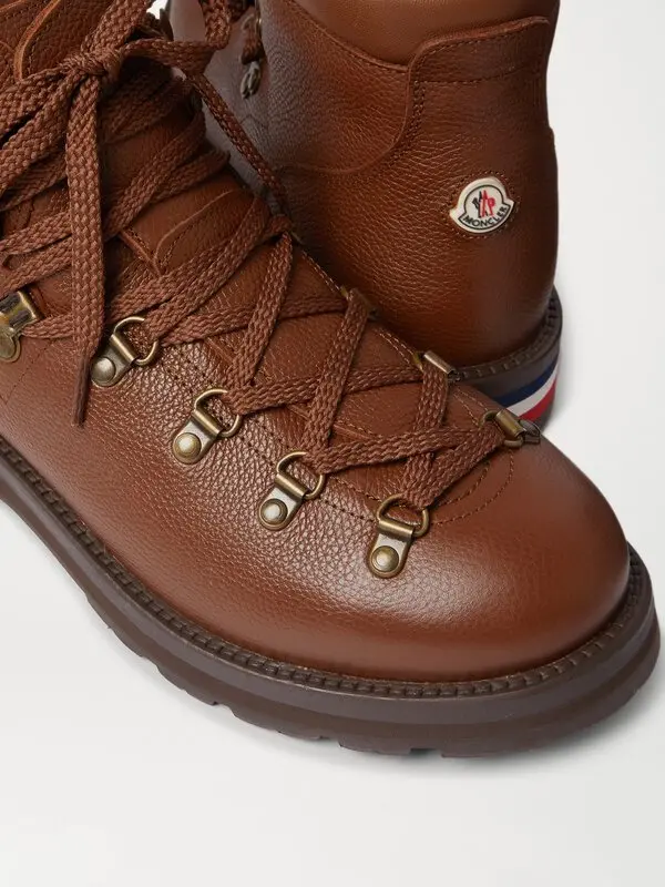 Moncler Striped Full-grain Leather Boots - Brown