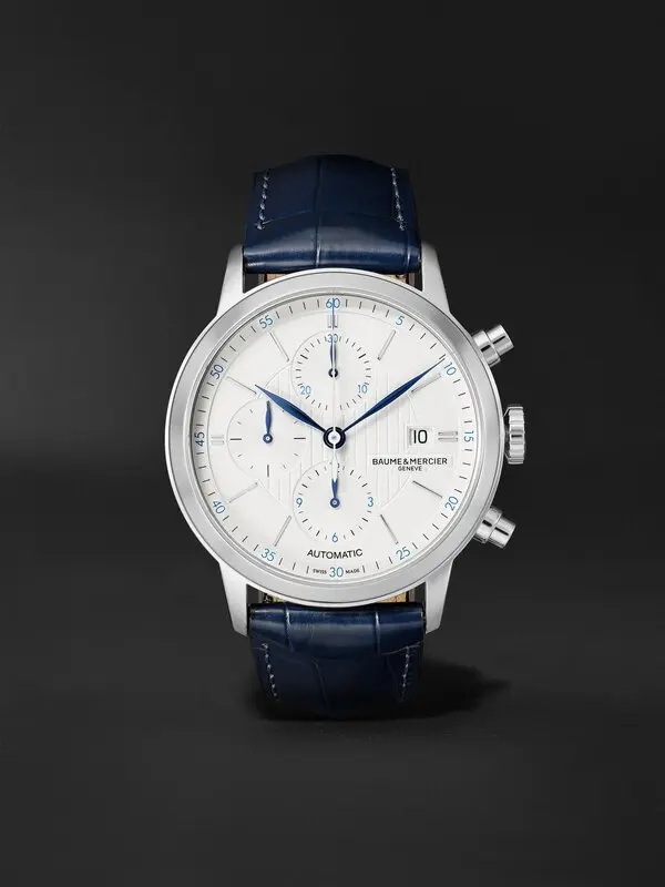 Baume & Mercier Classima Automatic Chronograph 42mm Steel And Alligator Watch - Silver
