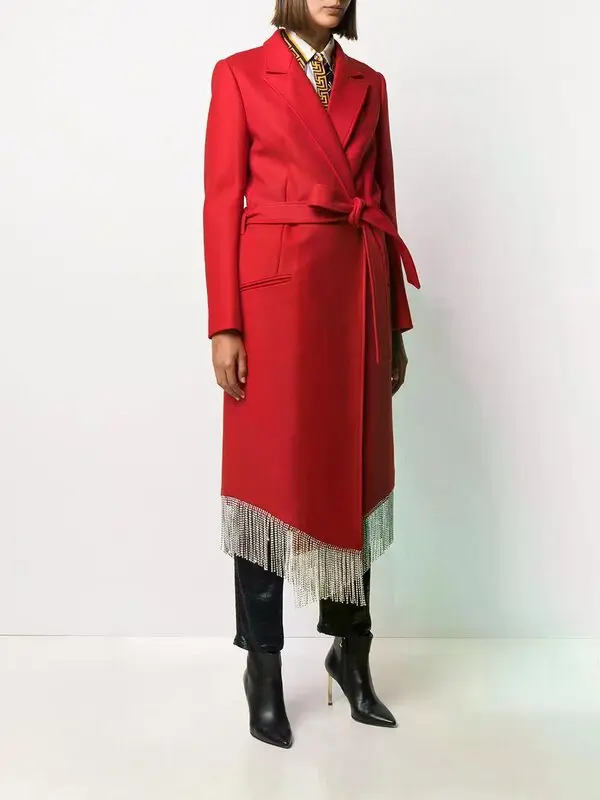 Philipp Plein Nara Crystal Fringe Coat