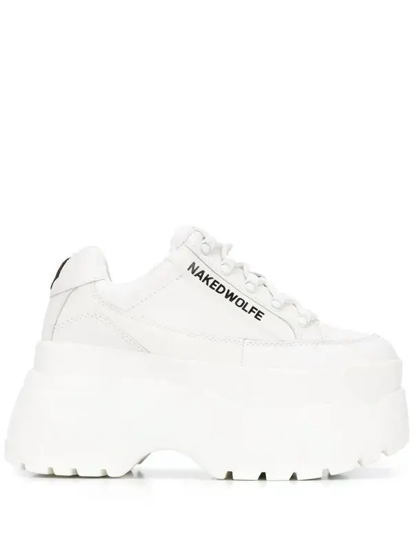 NAKED WOLFE Ridged Sole Platform Sneakers - White