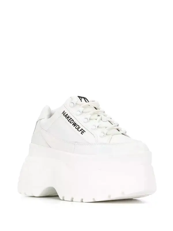 NAKED WOLFE Ridged Sole Platform Sneakers - White