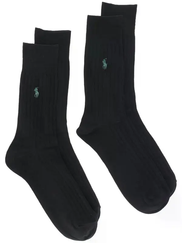 Polo Ralph Lauren Pony Motif Ribbed Socks - Black
