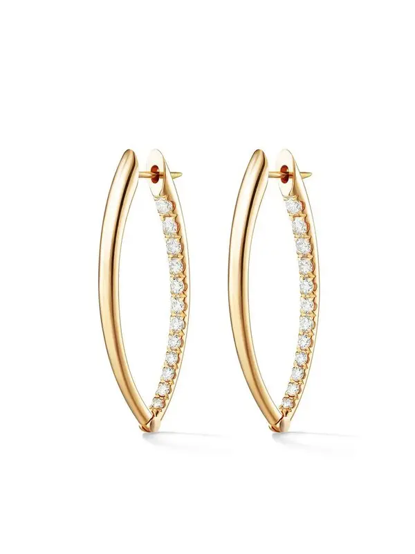 Melissa Kaye 18kt Yellow And Diamond Cristina Medium Hoop Earrings - Gold