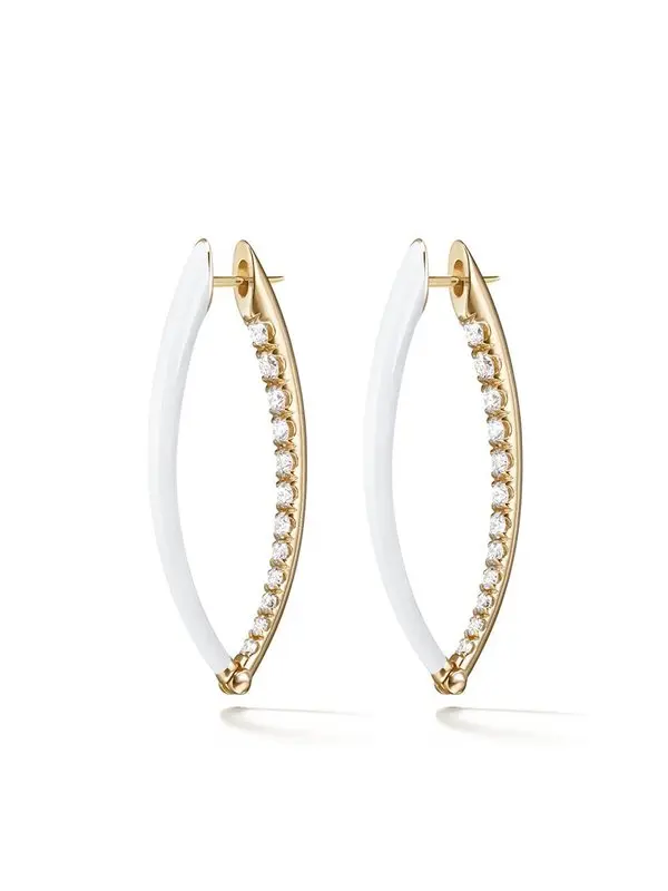 Melissa Kaye 18kt Yellow And Diamond Cristina Hoop Earrings - Gold