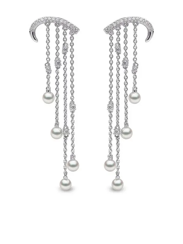 Yoko London 18kt White Gold Akoya Pearl And Diamond Earrings - Silver