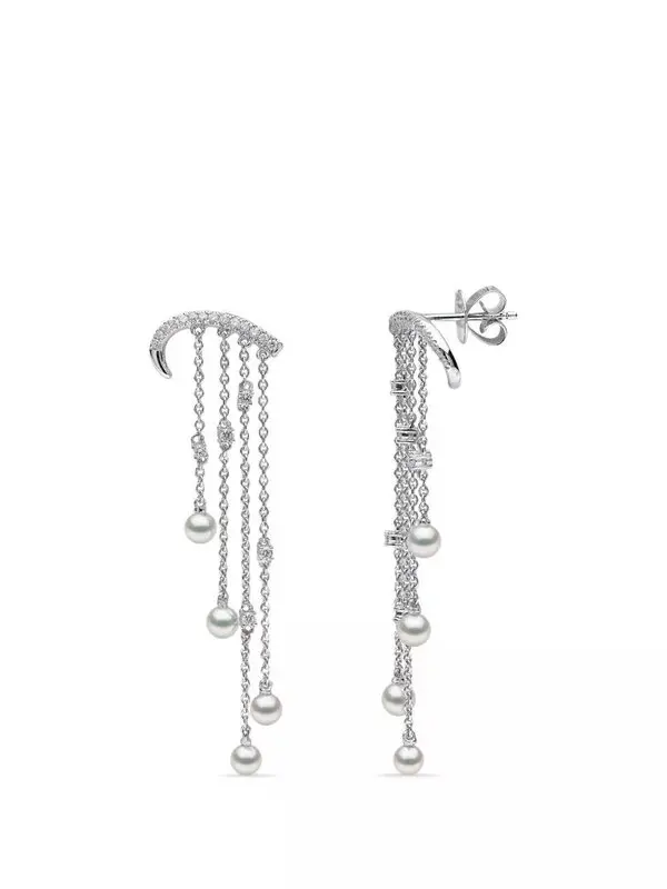 Yoko London 18kt White Gold Akoya Pearl And Diamond Earrings - Silver