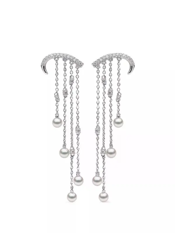 Yoko London 18kt White Gold Akoya Pearl And Diamond Earrings - Silver