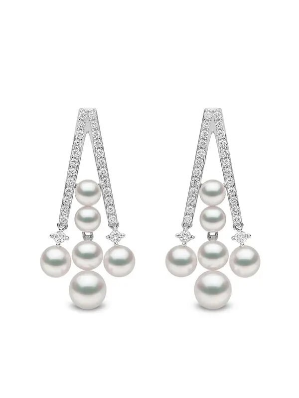 Yoko London 18kt White Gold Akoya Pearl And Diamond Earrings - Silver