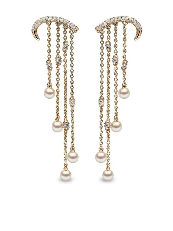 Yoko London 18kt Yellow Akoya Pearl And Diamond Drop Earrings - Gold