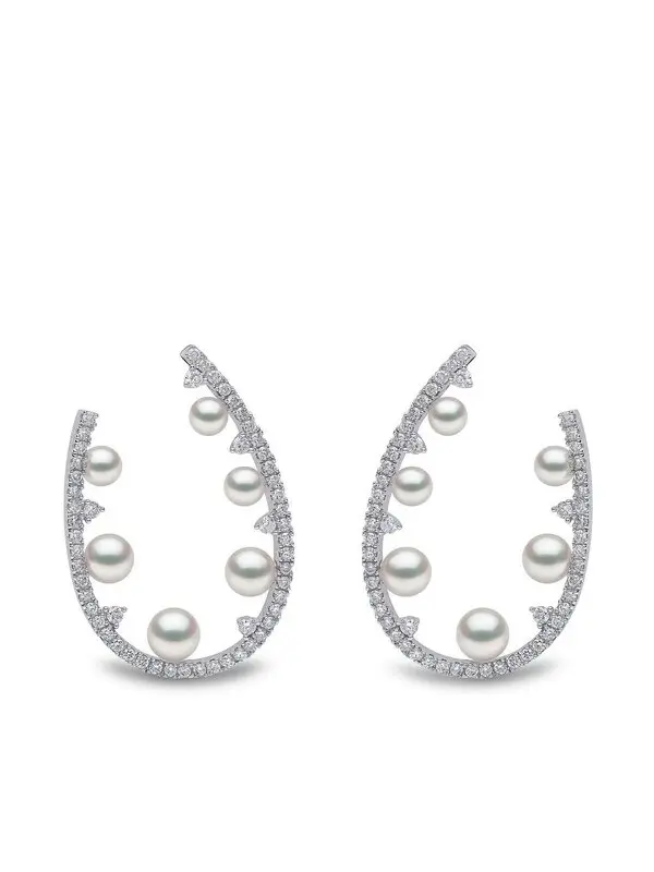 Yoko London 18kt White Gold Akoya Pearl And Diamond Earrings - Silver