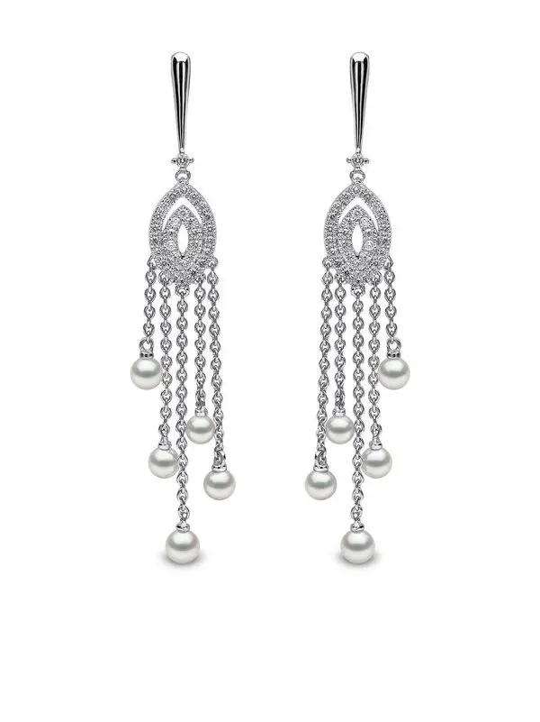 Yoko London 18kt White Gold Sleek Akoya Pearl And Diamond Earrings - Silver