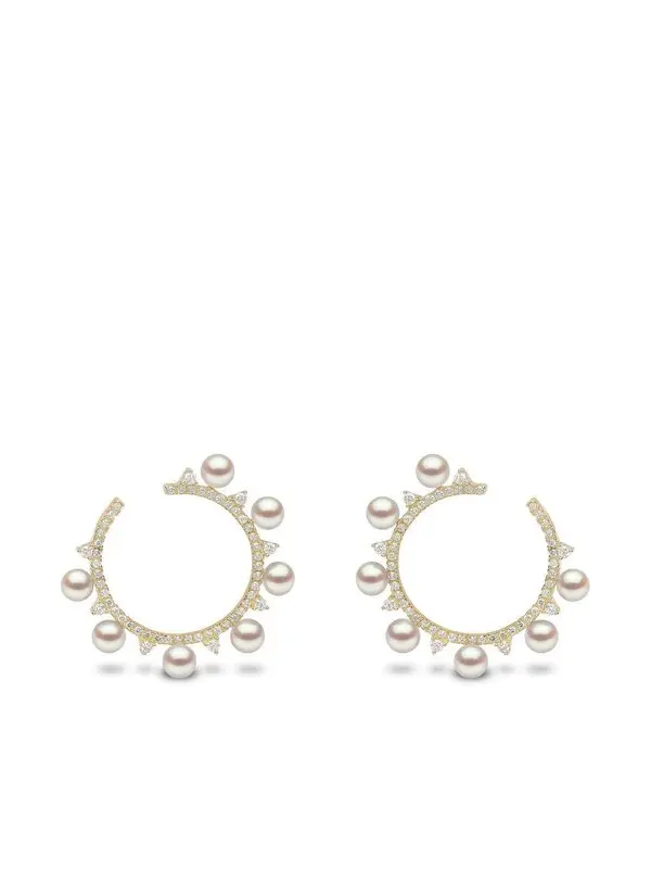 Yoko London 18kt Yellow Akoya Pearl And Diamond Earrings - Gold