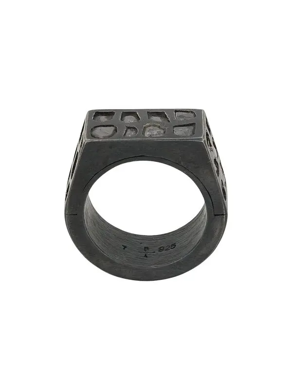 PARTS OF FOUR Sistema Signet Band Ring - Black