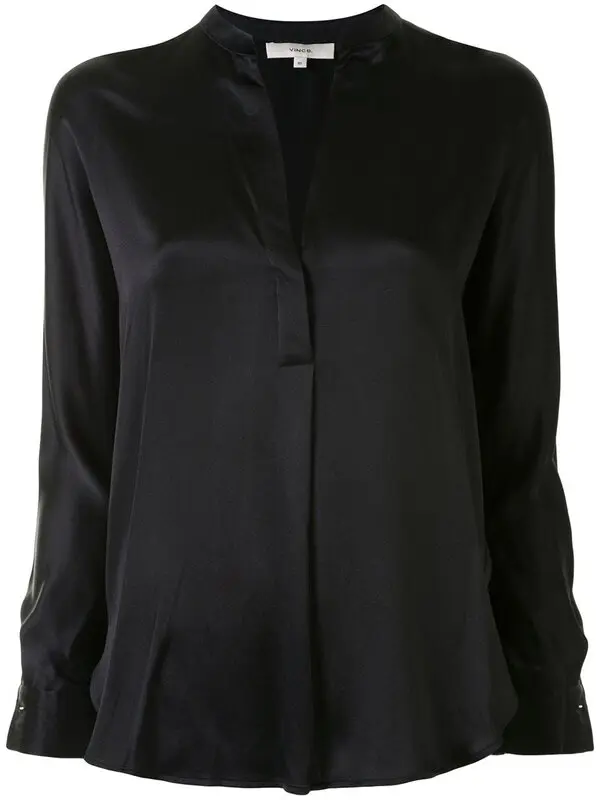 Vince Silk V-neck Blouse - Black