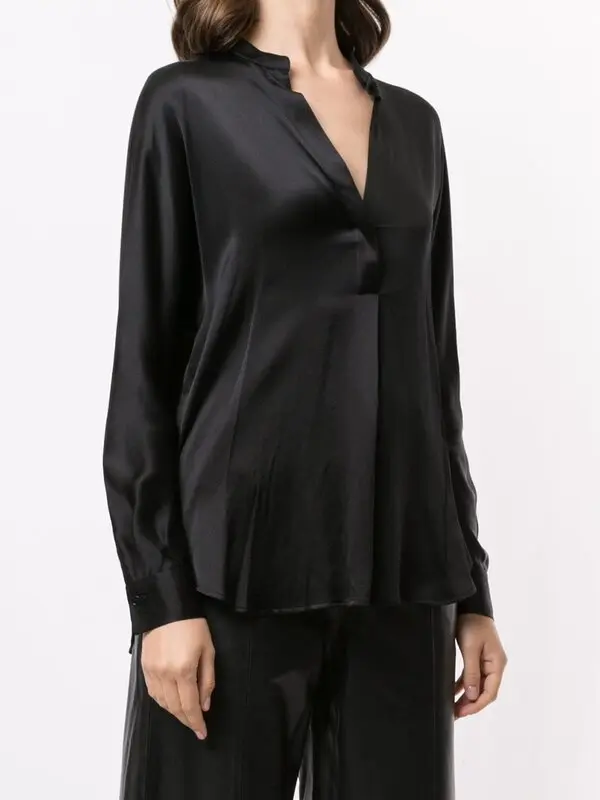 Vince Silk V-neck Blouse - Black