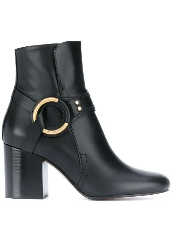 Chloé Ring Detail Leather Boots