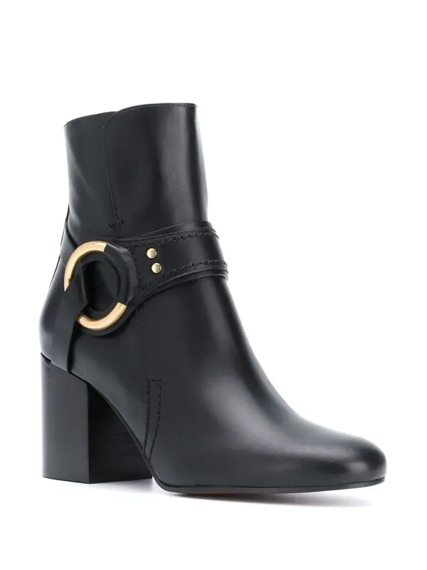 Chloé Ring Detail Leather Boots