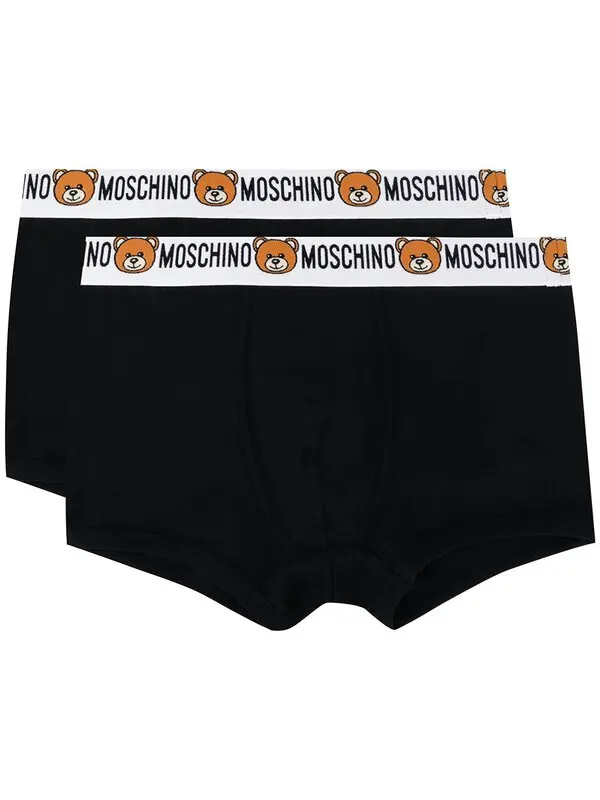 Moschino Pack Of 2 Teddy Logo Boxers - Black