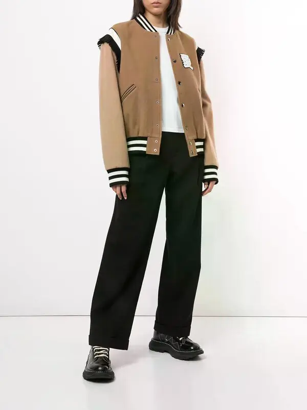 PORTS V Fringe Trim Bomber Jacket