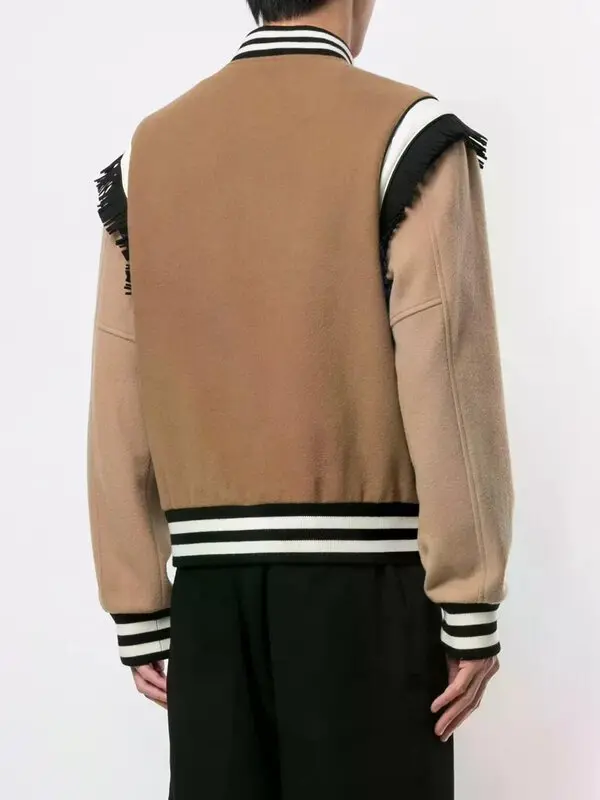 PORTS V Fringe Trim Bomber Jacket