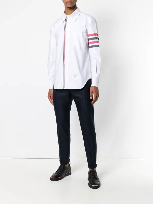 Thom Browne 4-Bar Zip-Front Oxford Shirt In White - 80% Off