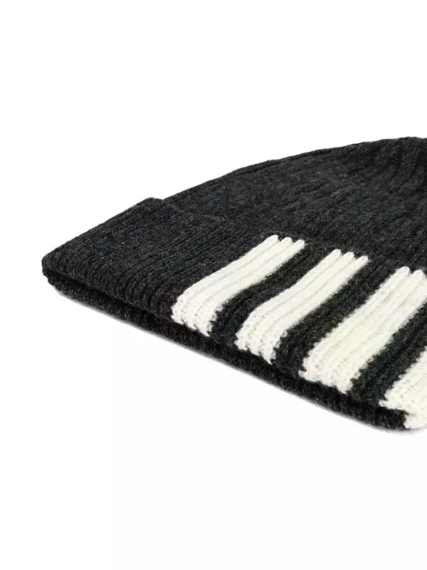 Thom Browne Cashmere 4-bar Cuff Beanie - Grey
