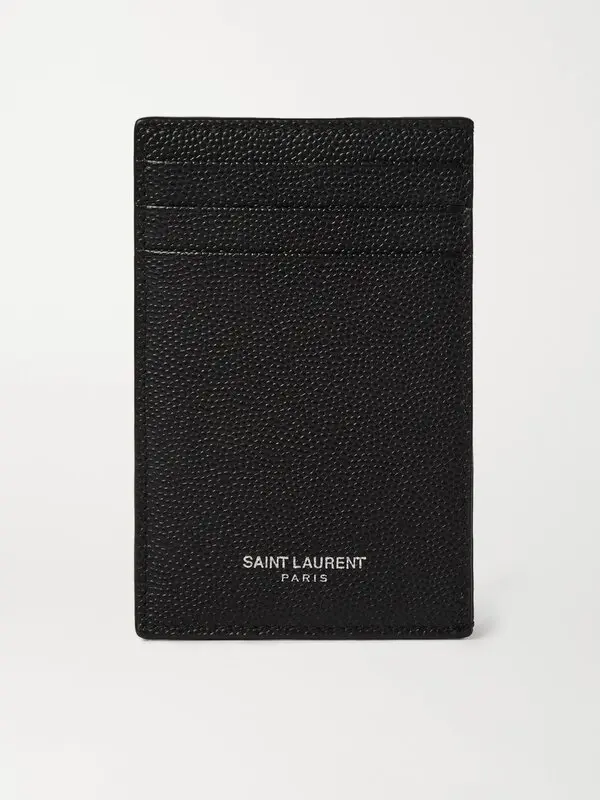 Saint Laurent Pebble-grain Leather Cardholder With Money Clip - Black