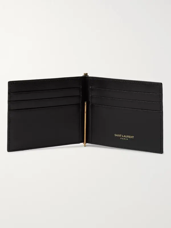 Saint Laurent Logo-appliquéd Leather Billfold Wallet With Money Clip