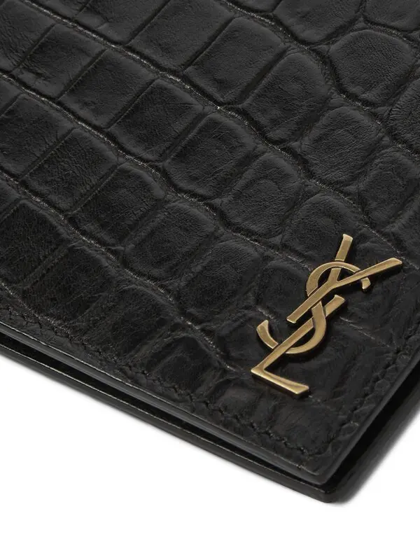 Saint Laurent Croc-effect Leather Billfold Wallet
