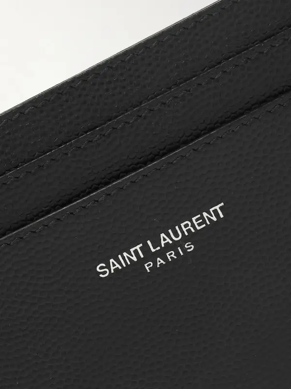 Saint Laurent Logo-print Pebble-grain Leather Cardholder