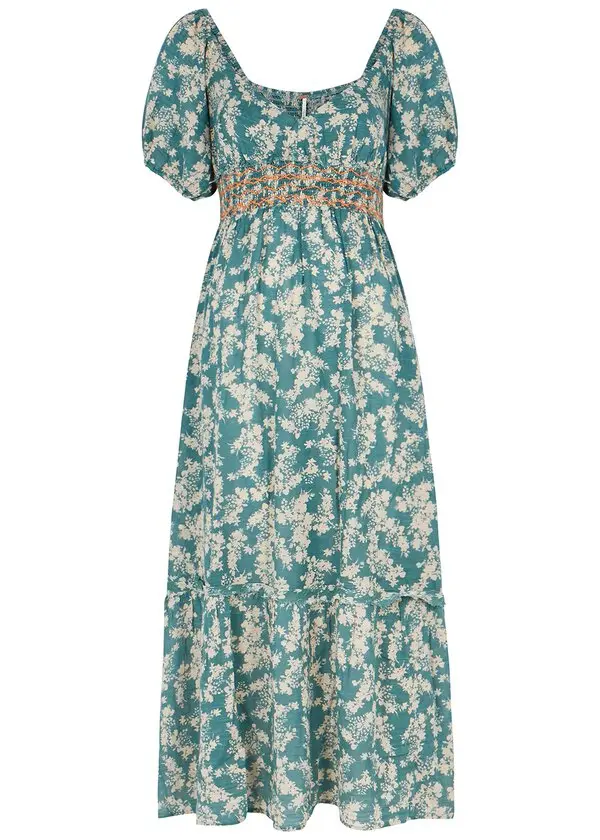 Free People Ellie Floral-Print Gauze Midi Dress In Blue - 63% Off |  Editorialist