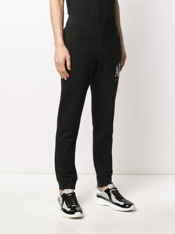 Armani Exchange Logo Embroidered Track Pants - Black