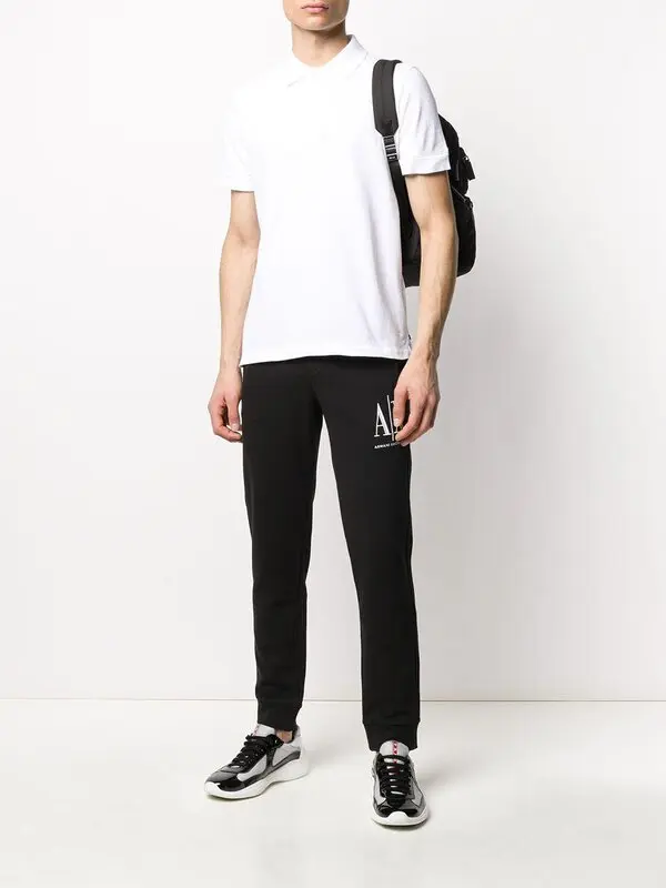 Armani Exchange Logo Embroidered Track Pants - Black