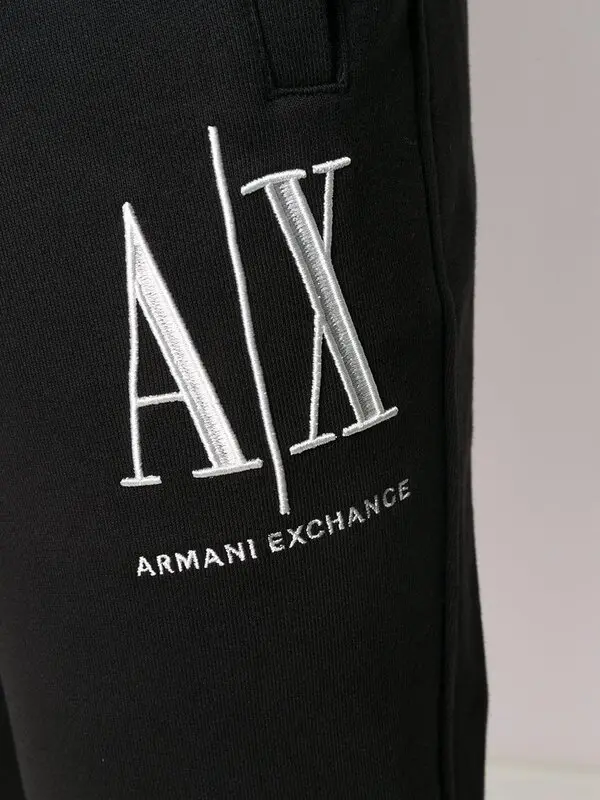 Armani Exchange Logo Embroidered Track Pants - Black