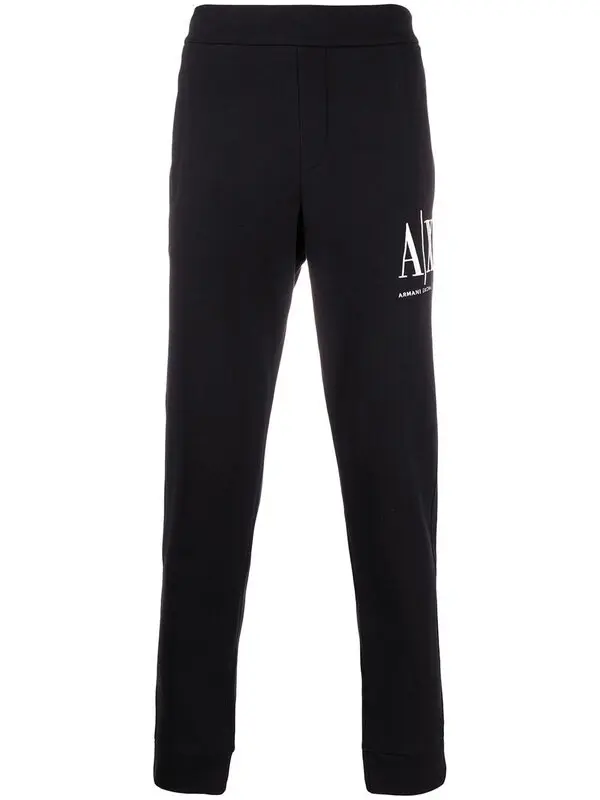 Armani Exchange Logo Embroidered Track Pants - Black