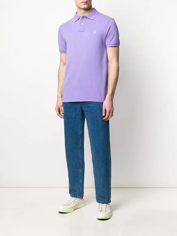 Polo Ralph Lauren Logo Embroidered Shortsleeved Polo Shirt - Purple