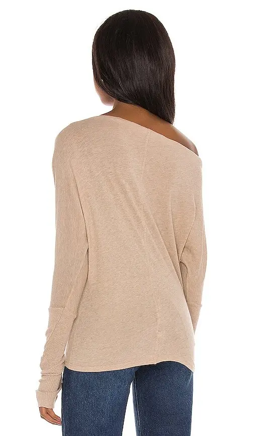 Enza Costa Cashmere Cuffed Off Shoulder Top - Khaki