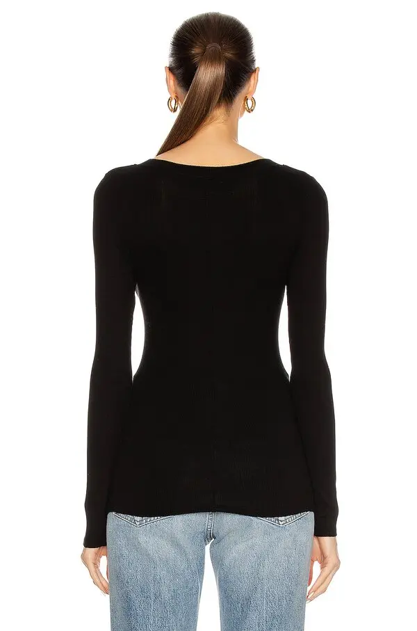 Enza Costa Silk Rib Fitted Long Sleeve Cardigan - Black