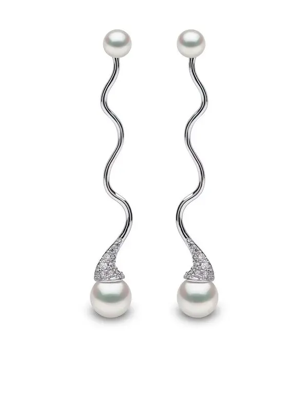 Yoko London 18kt White Gold Akoya Pearl And Diamond Earrings - Silver