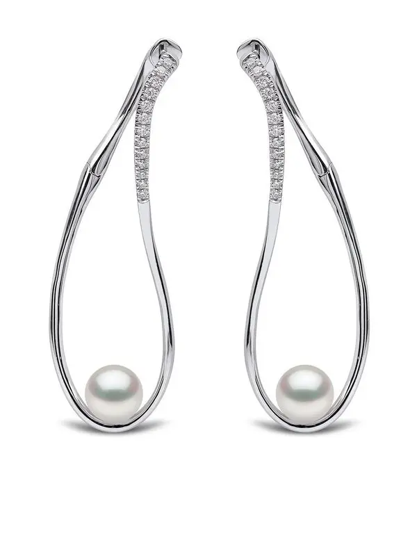 Yoko London 18kt White Gold Akoya Pearl And Diamond Earrings - Silver