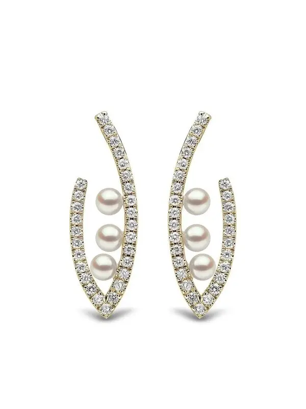 Yoko London 18kt Yellow Akoya Pearl And Diamond Earrings - Gold